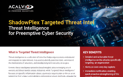 ShadowPlex Targeted Threat Intel Intelligence for Preemptive Cyber Security - Acalvio